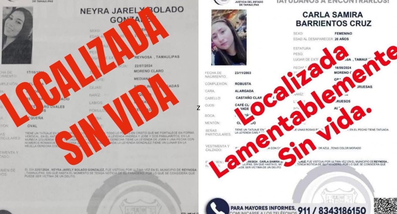 Encuentran sin vida a Neyra Jarely y Carla Samira en Reynosa
