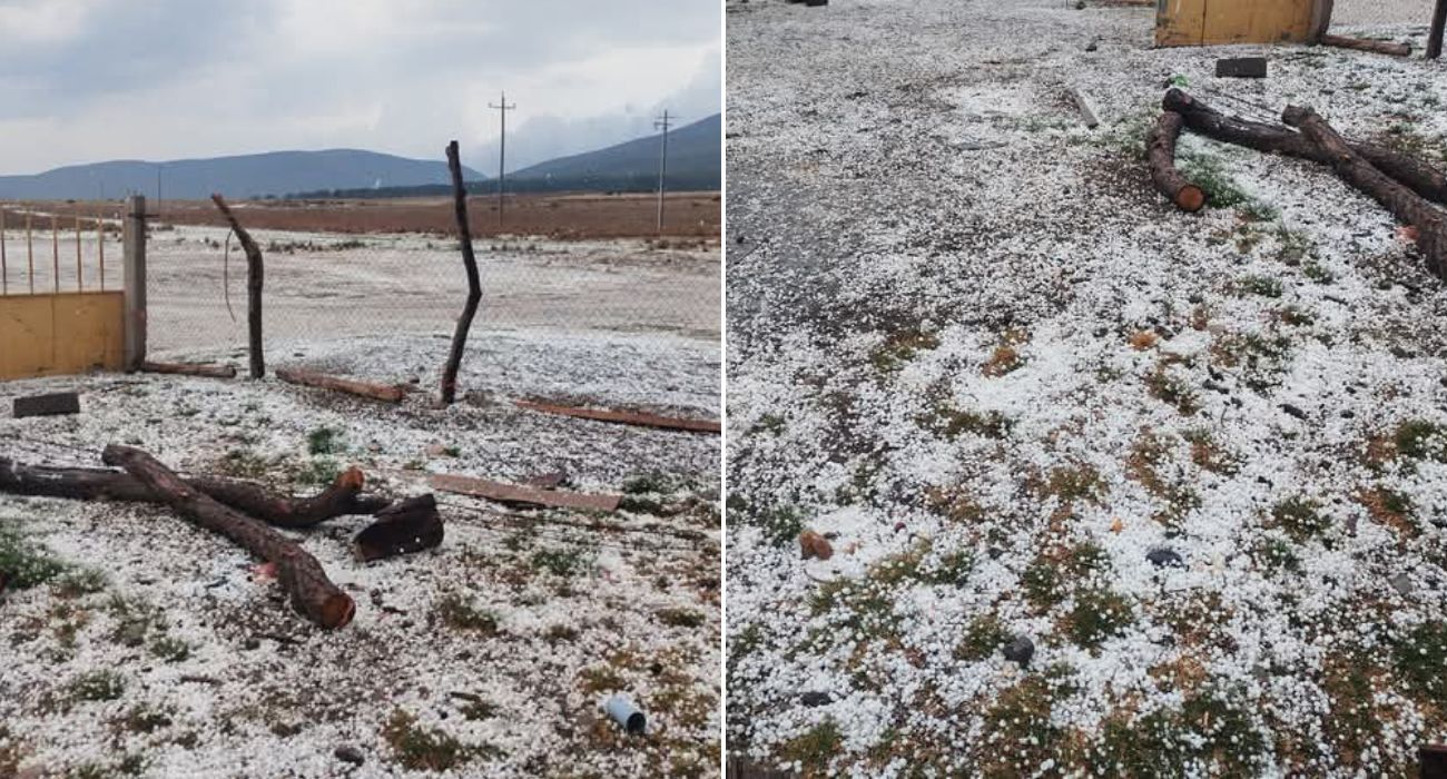 Sigue granizo al sur del estado; ahora cae granizo en Aramberri